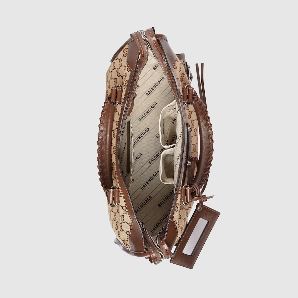 The Hacker Project medium Neo Classic bag in beige and ebony GG canvas ...