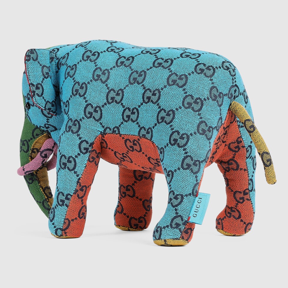 New GG Canvas decorative stuffed elephant in multicolor | GUCCI® UK