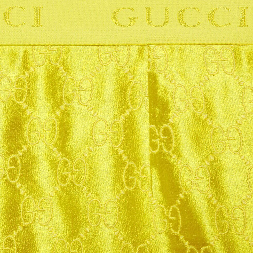 GG embroidered silk skirt in lemon yellow | GUCCI® SG
