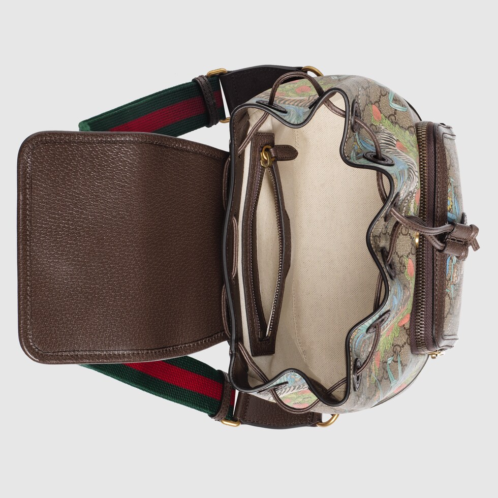 Gucci Tiger GG backpack in beige and ebony Supreme | GUCCI® AE