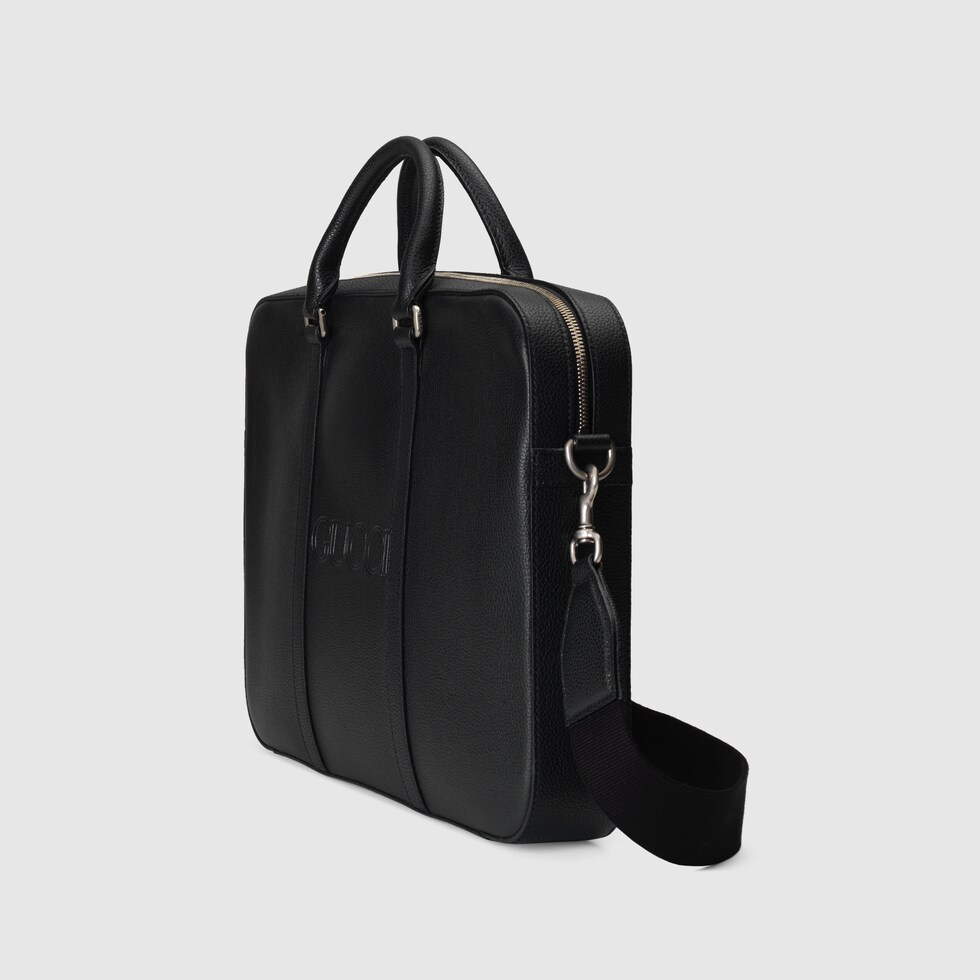 QA ®غوتشي |‎Business case with Gucci logo in black leather