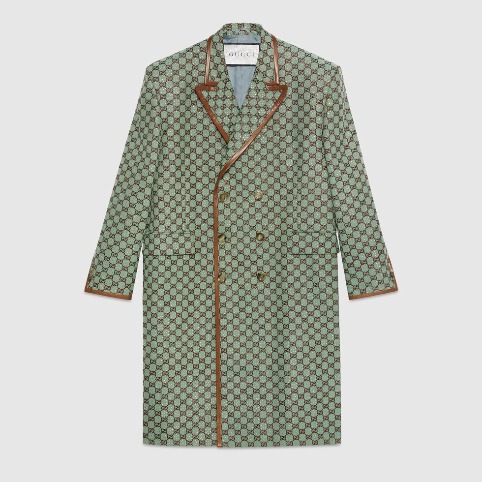 The Hacker Project GG crystal coat in blue and brown | GUCCI® RO