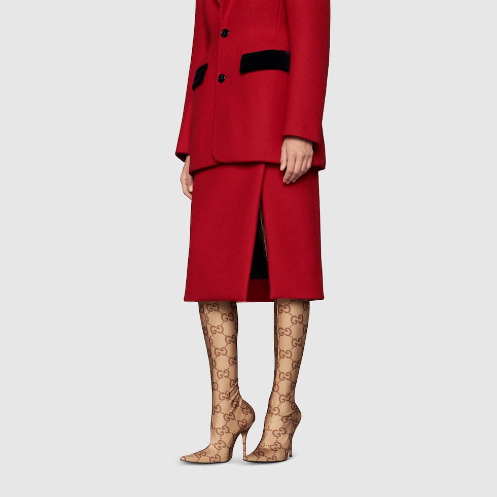 Women's The Hacker Project Knife boots in camel and ebony jersey ...