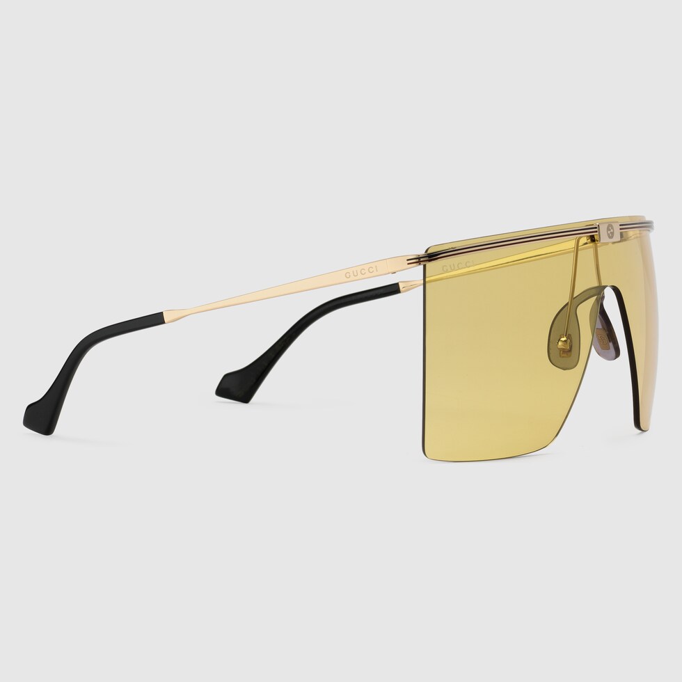 Mask frame sunglasses in gold-tone metal | GUCCI® UK