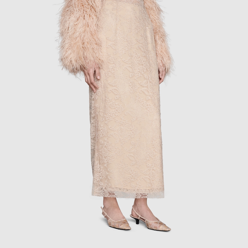 Women's GG crystal slingback pump in rose beige mesh | GUCCI® AU