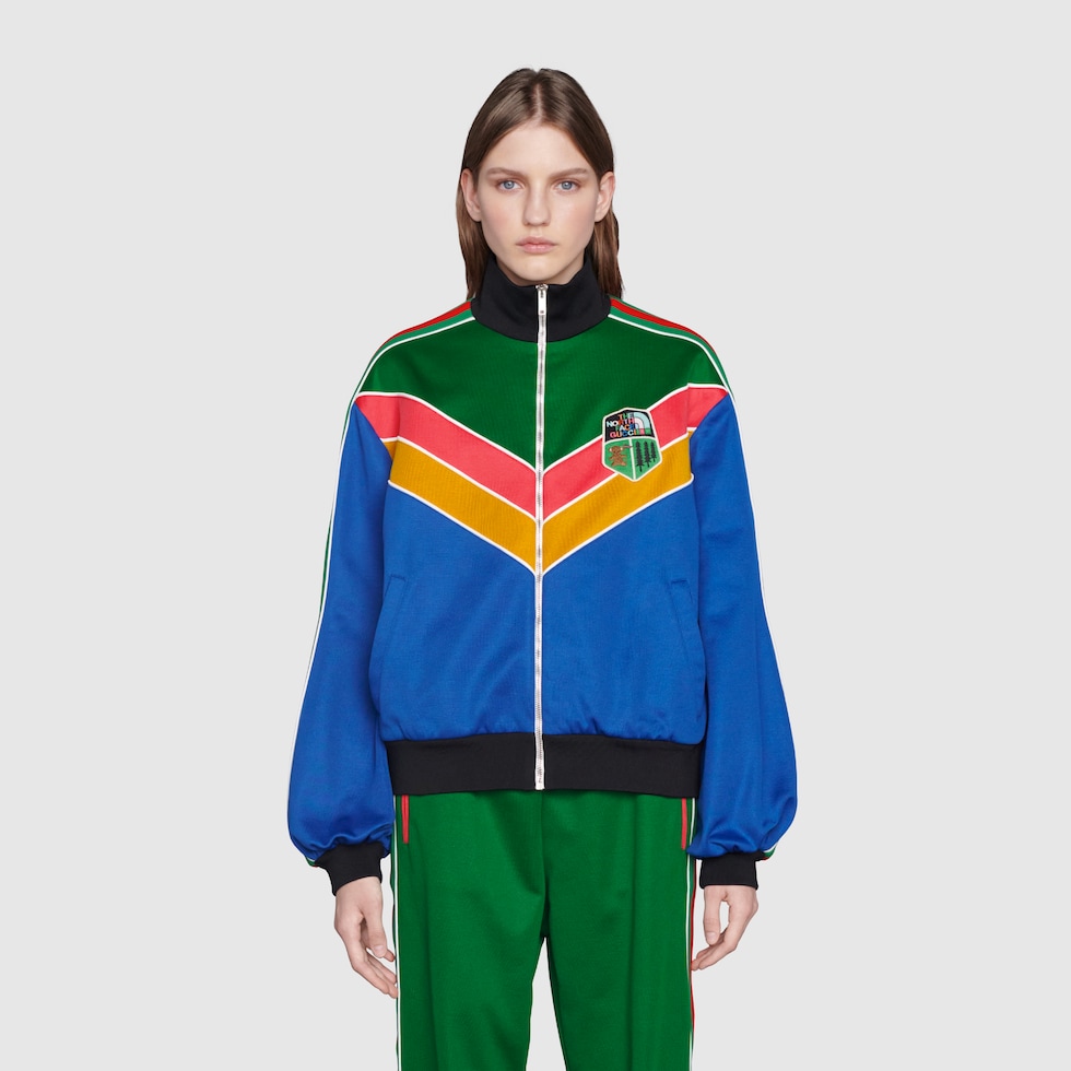The North Face x Gucci cotton jacket in blue | GUCCI® SG