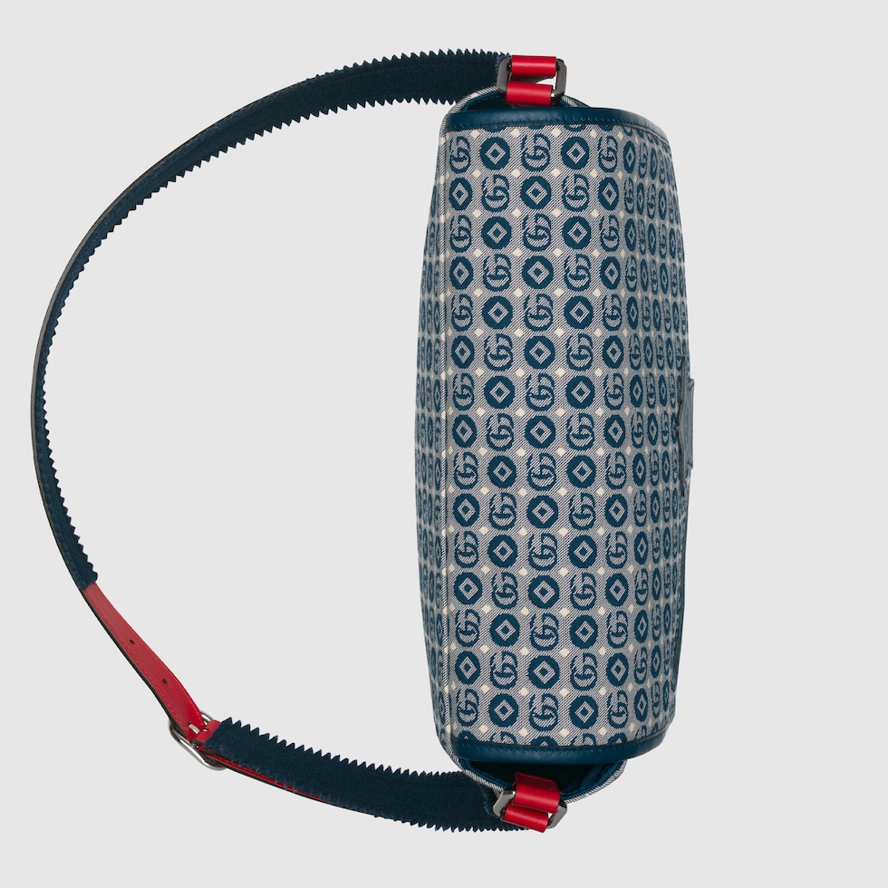 Children's messenger bag with star in blue and white cotton | GUCCI® GR