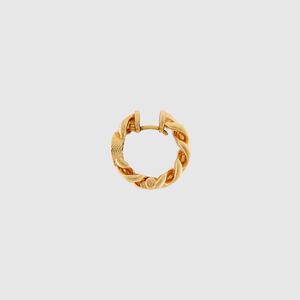 Pendiente de aro Gucci Interlocking en metal de color oro amarillo | GUCCI® ES