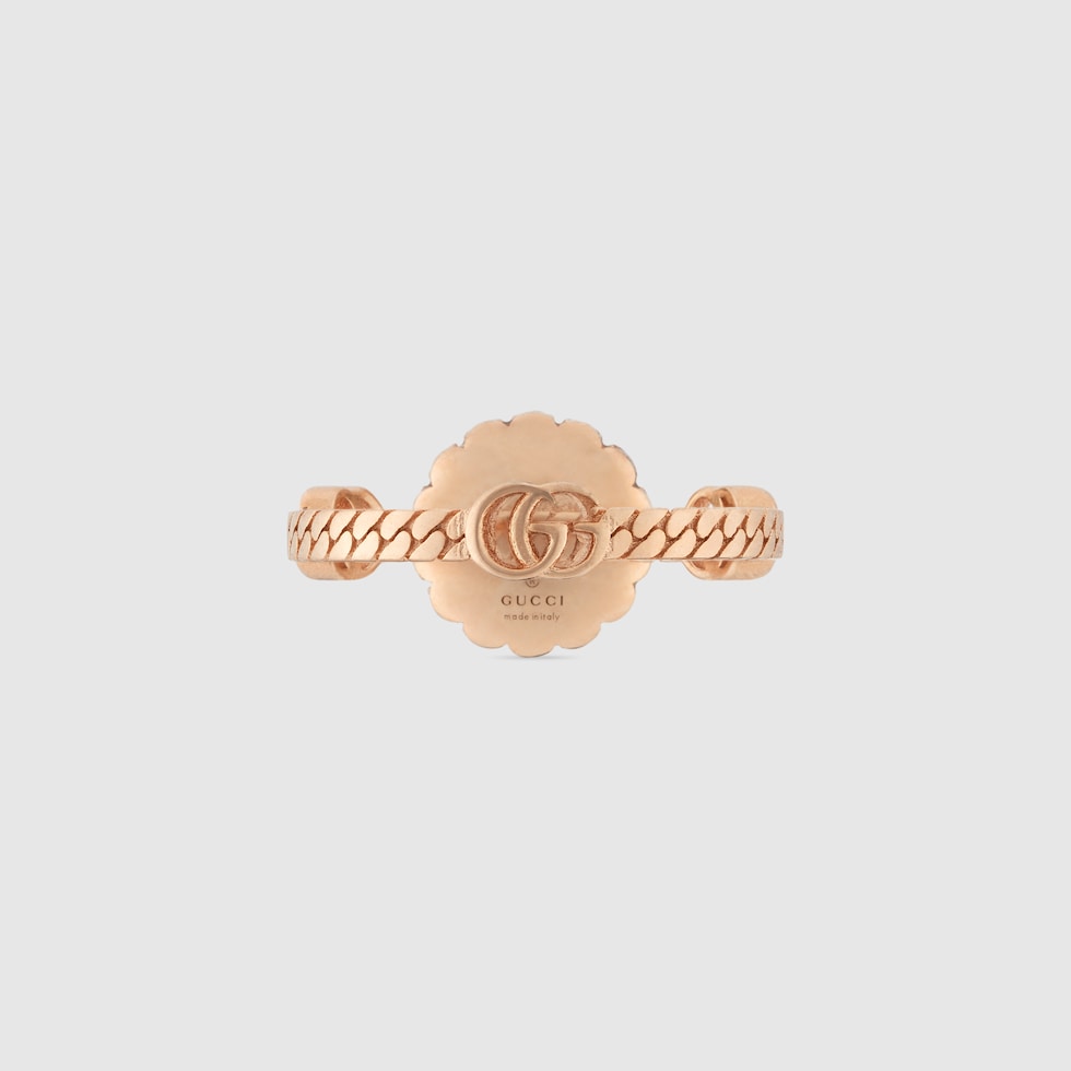 GG Marmont Double G flower ring in rose gold-toned metal | GUCCI® BE