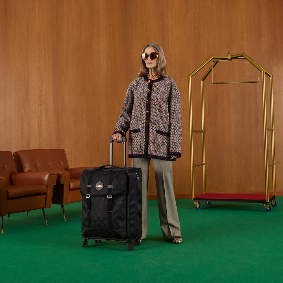 Gucci Off The Grid medium trolley in black GG ECONYL® | GUCCI® UK