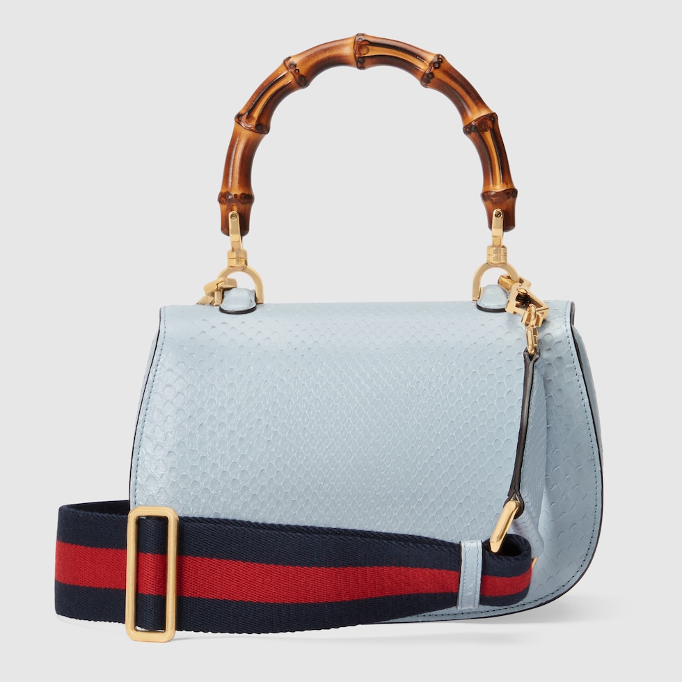 QA ®غوتشي |‎Gucci Bamboo 1947 python bag in light blue