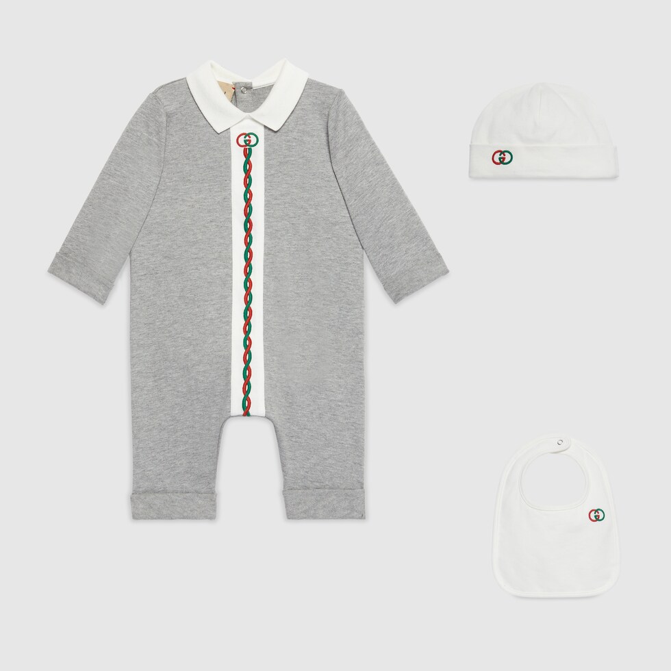 Baby Interlocking G gift set in grey | GUCCI® 香港