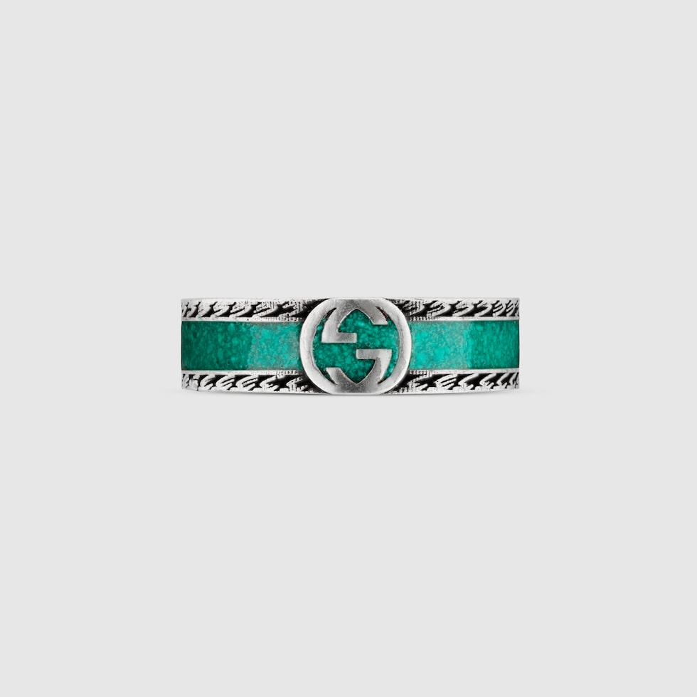 Gucci Interlocking Ring in turkisfarbenes Email Silber GUCCI DE