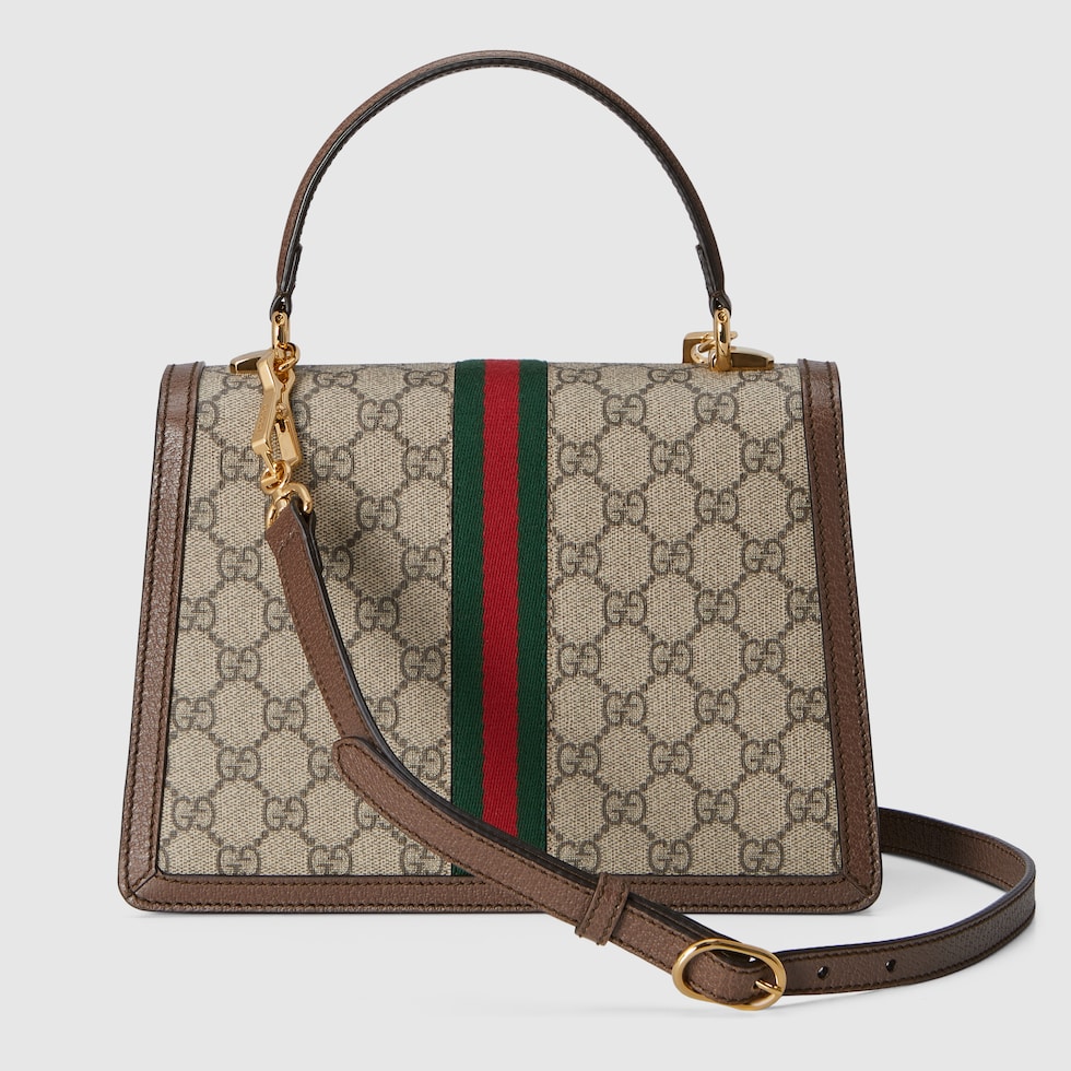 Ophidia medium top handle bag in beige and ebony GG Supreme | GUCCI® US