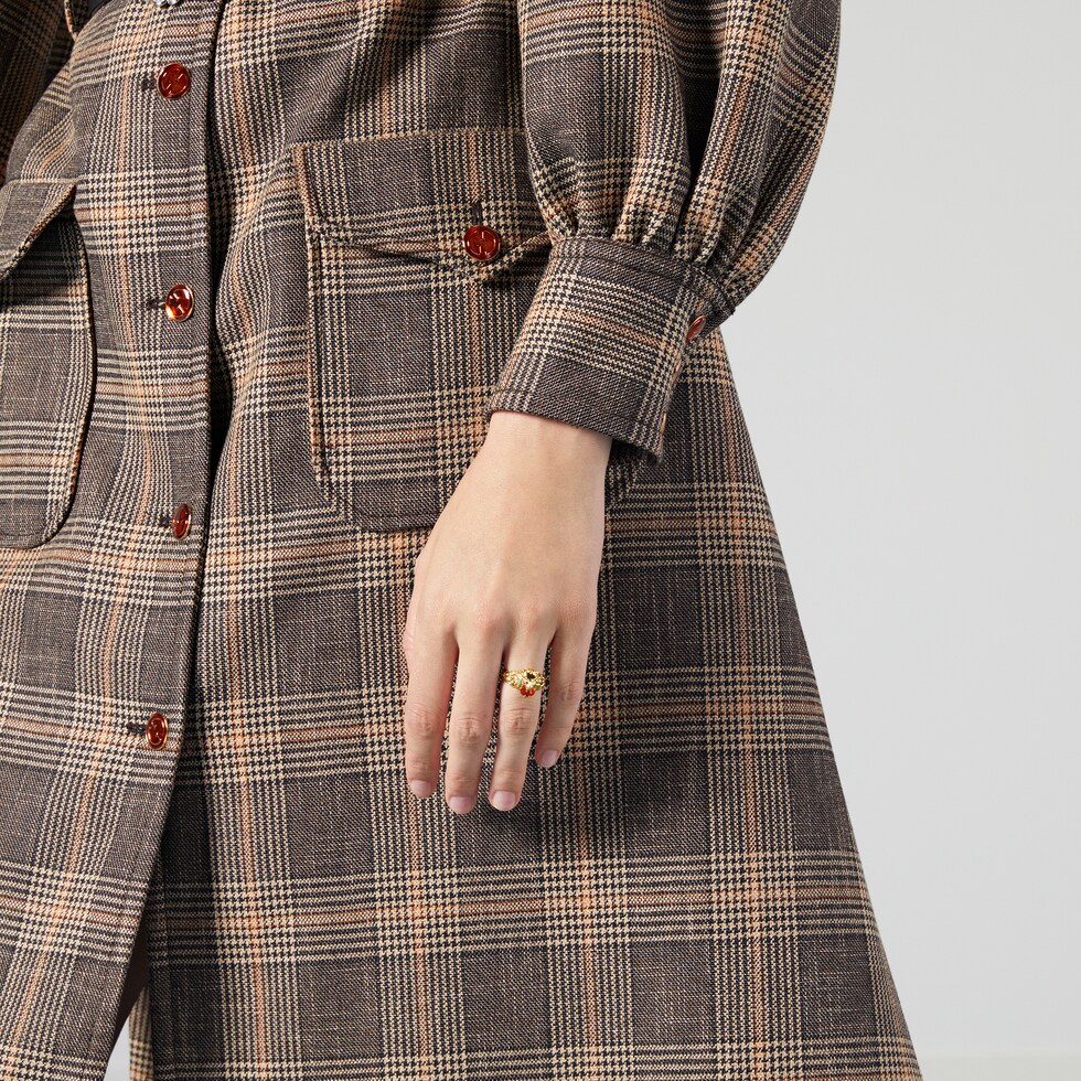 Lion Head 18k Ring With Fire Opal In Yellow Gold | GUCCI® NL