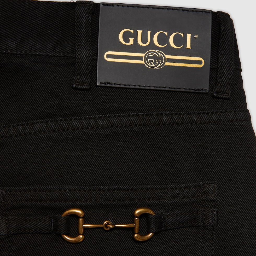 Tapered denim trousers in black | GUCCI® ZA