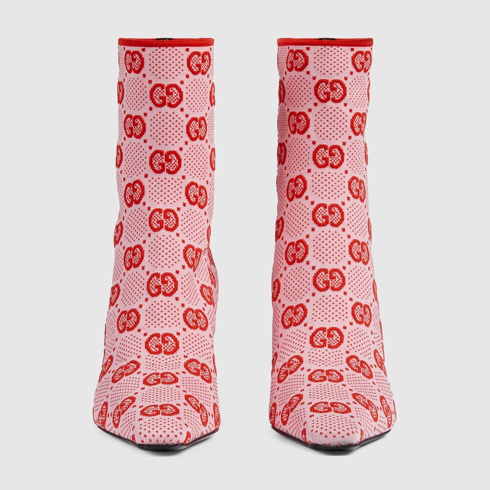 Women's GG knit ankle boots in pink and red | GUCCI® NO