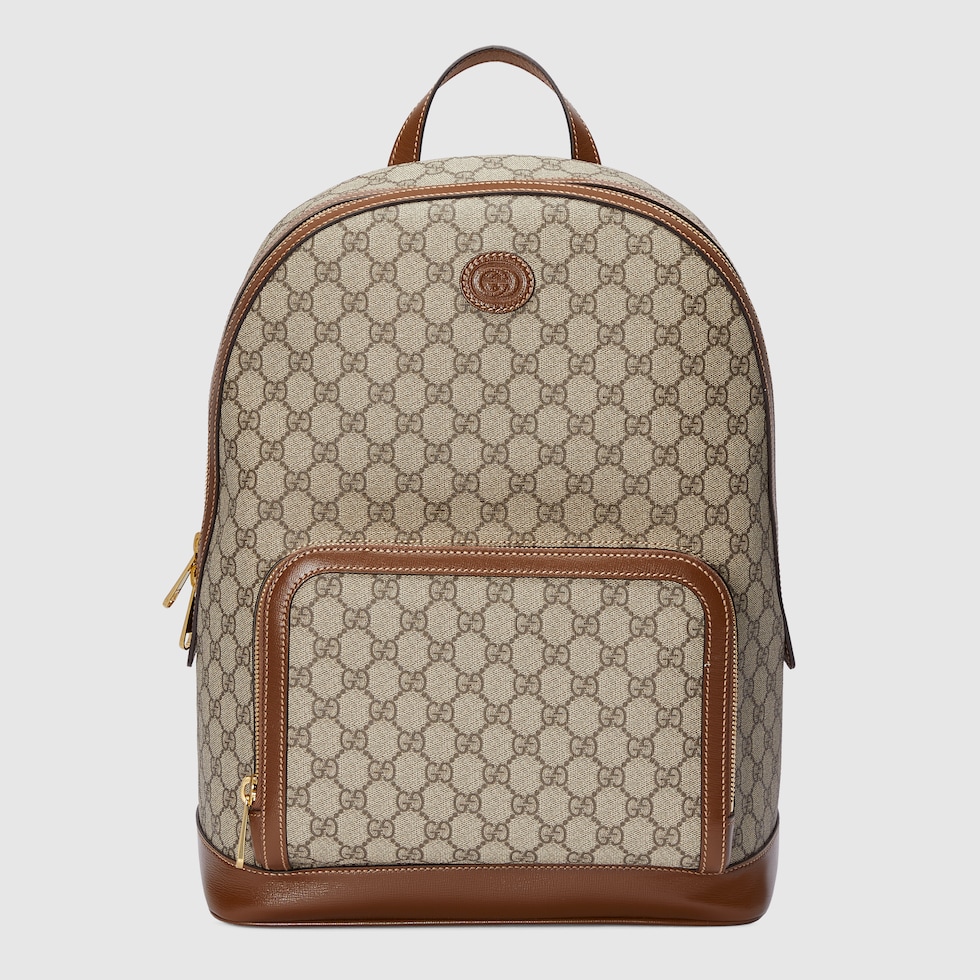 Backpack with Interlocking G in beige and ebony Supreme | GUCCI® TH