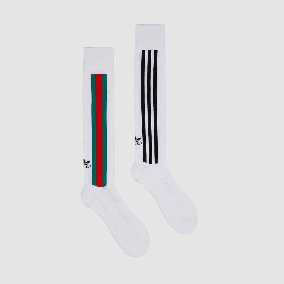 adidas x Gucci long cotton socks in white and multicolour | GUCCI® BG