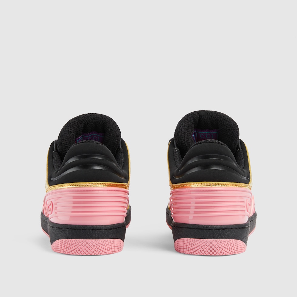 Women's Gucci Basket sneaker in gold metallic leather | GUCCI® AE