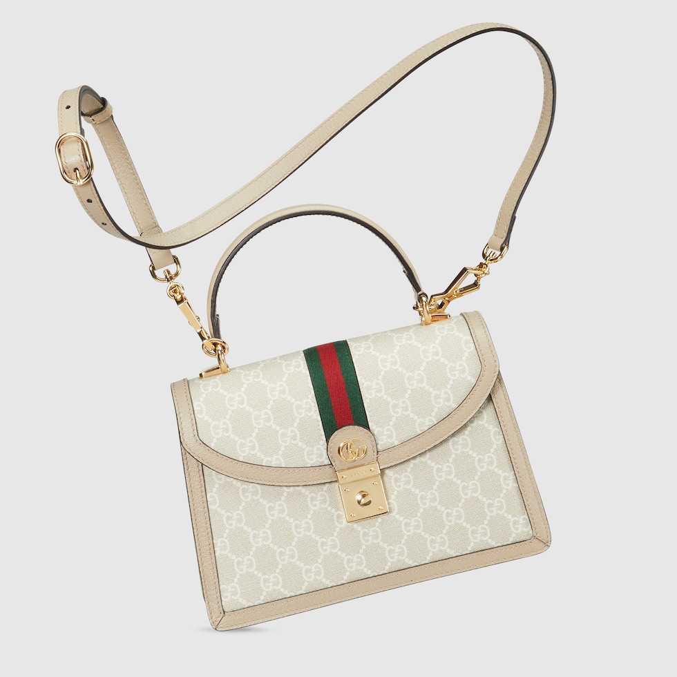 [오피디아] 스몰 GG 탑 핸들백 - 베이지/화이트 | GUCCI® KR
