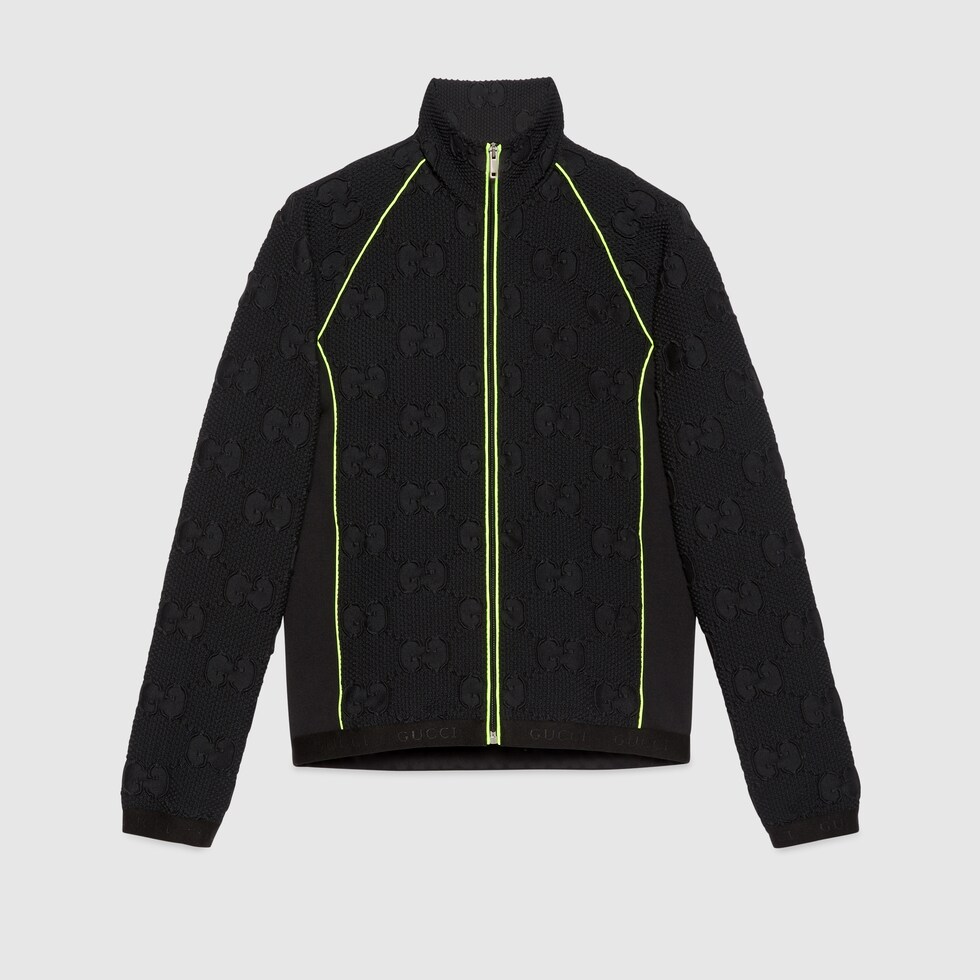 GG stretch jersey neoprene zip jacket in black | GUCCI® Canada