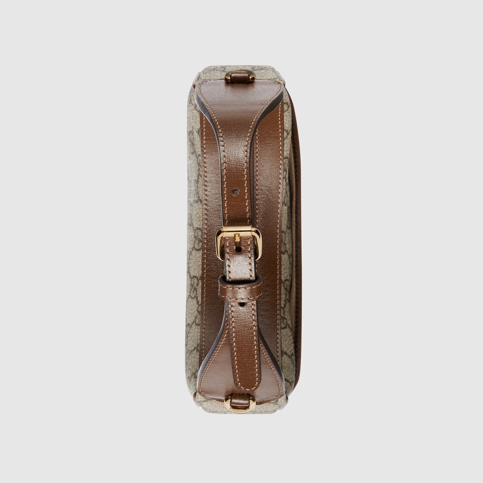 GG half-moon-shaped mini bag in beige and ebony Supreme | GUCCI® AE