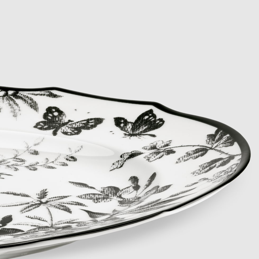 Herbarium oval tray in black and white porcelain | GUCCI® UK
