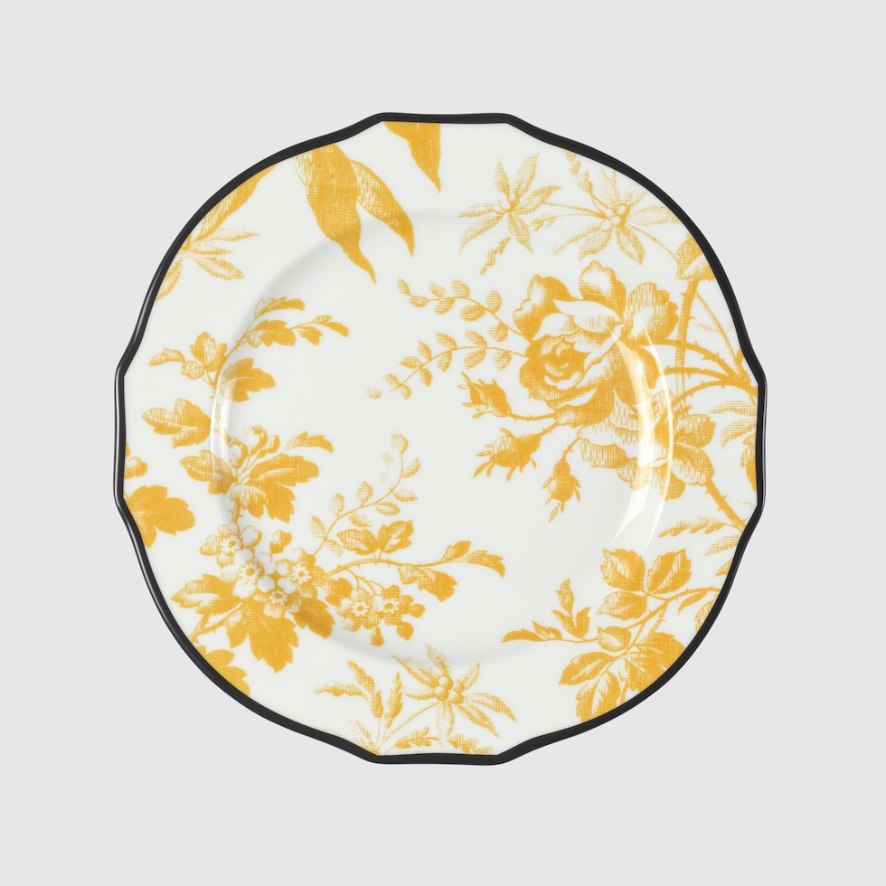 Herbarium dessert plate, set of two in yellow porcelain | GUCCI® US