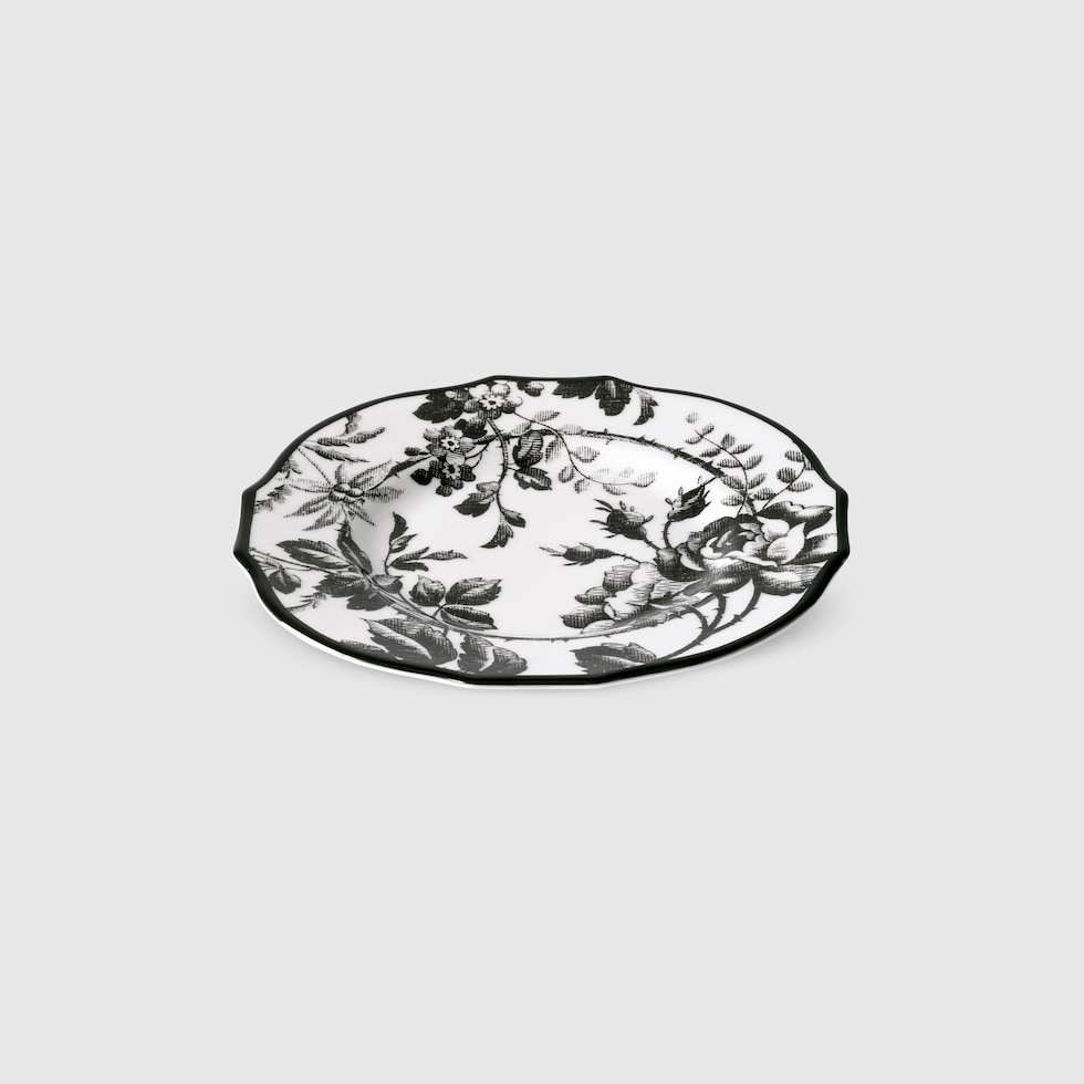 Herbarium accent plate, set of two in black and white porcelain | GUCCI® SG