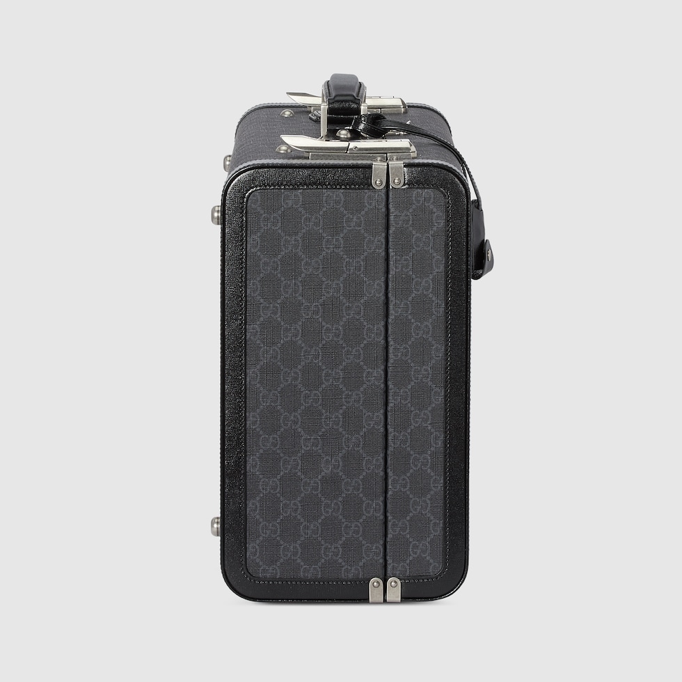 GG medium rigid suitcase in black Supreme | GUCCI® TH