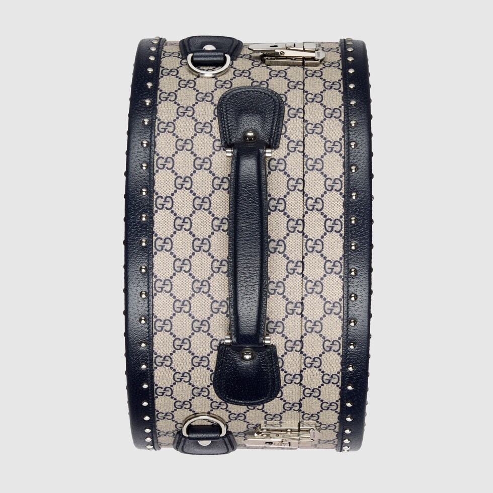 Gucci Savoy small hat box in beige and blue Supreme | GUCCI® PT
