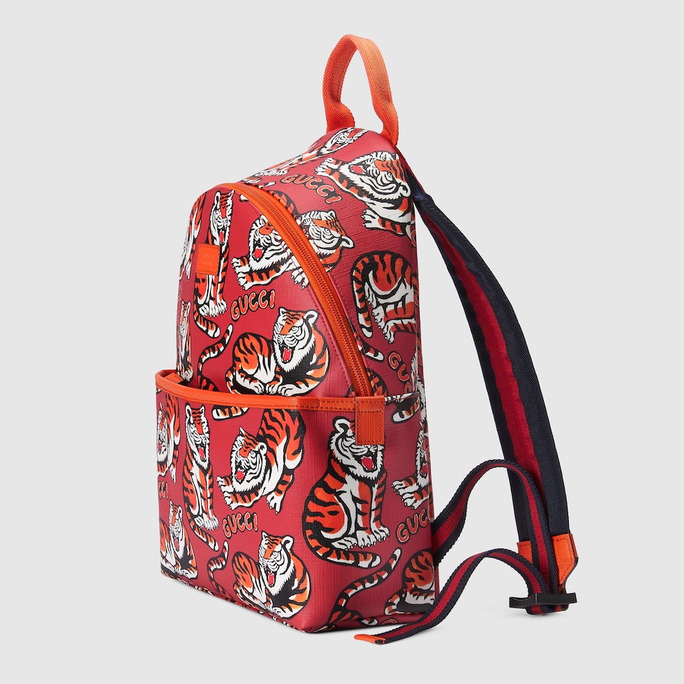Children's Gucci tiger backpack in red Supreme | GUCCI® SG