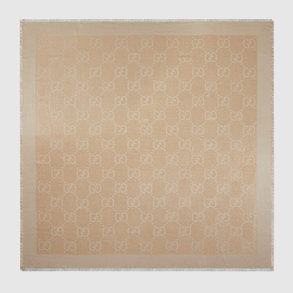 Chal de jacquard GG de lamé en beige | GUCCI® ES