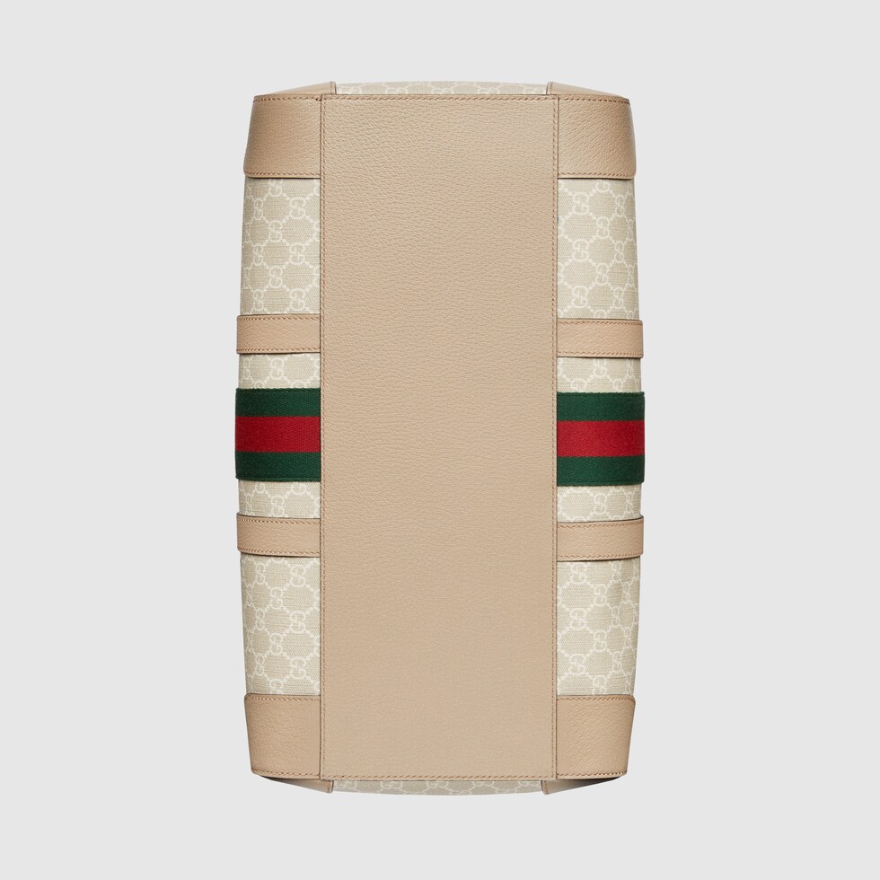 Gucci Savoy small duffle bag in beige and white GG Supreme | GUCCI® AE
