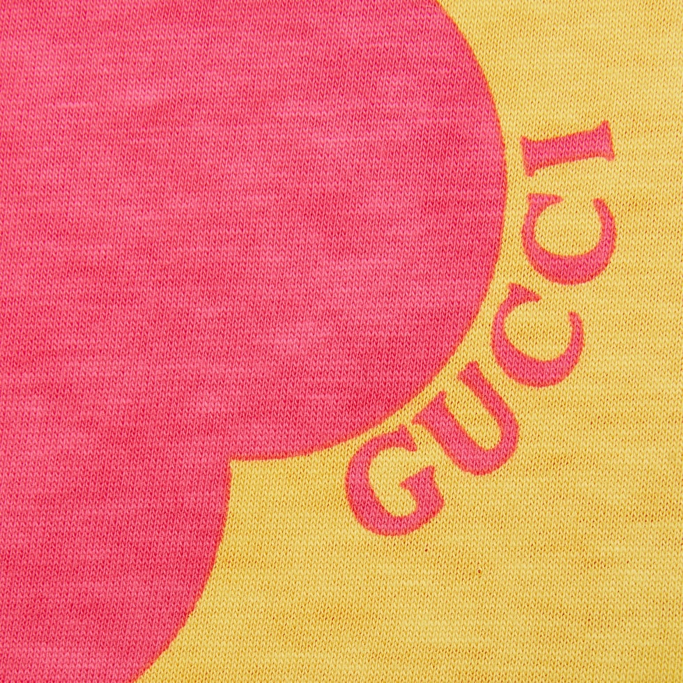 Children's cotton jersey T-shirt in pink and yellow | GUCCI® AE