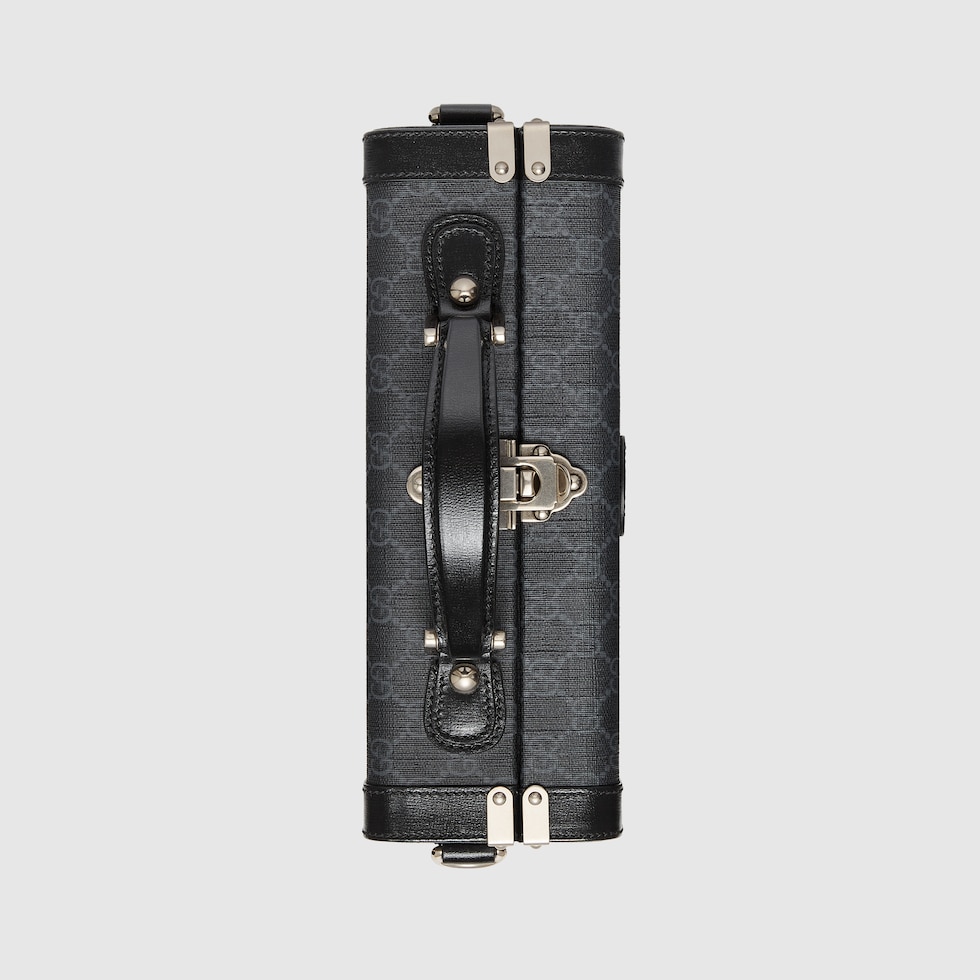 Medium rigid beauty case in black Supreme | GUCCI® ZA