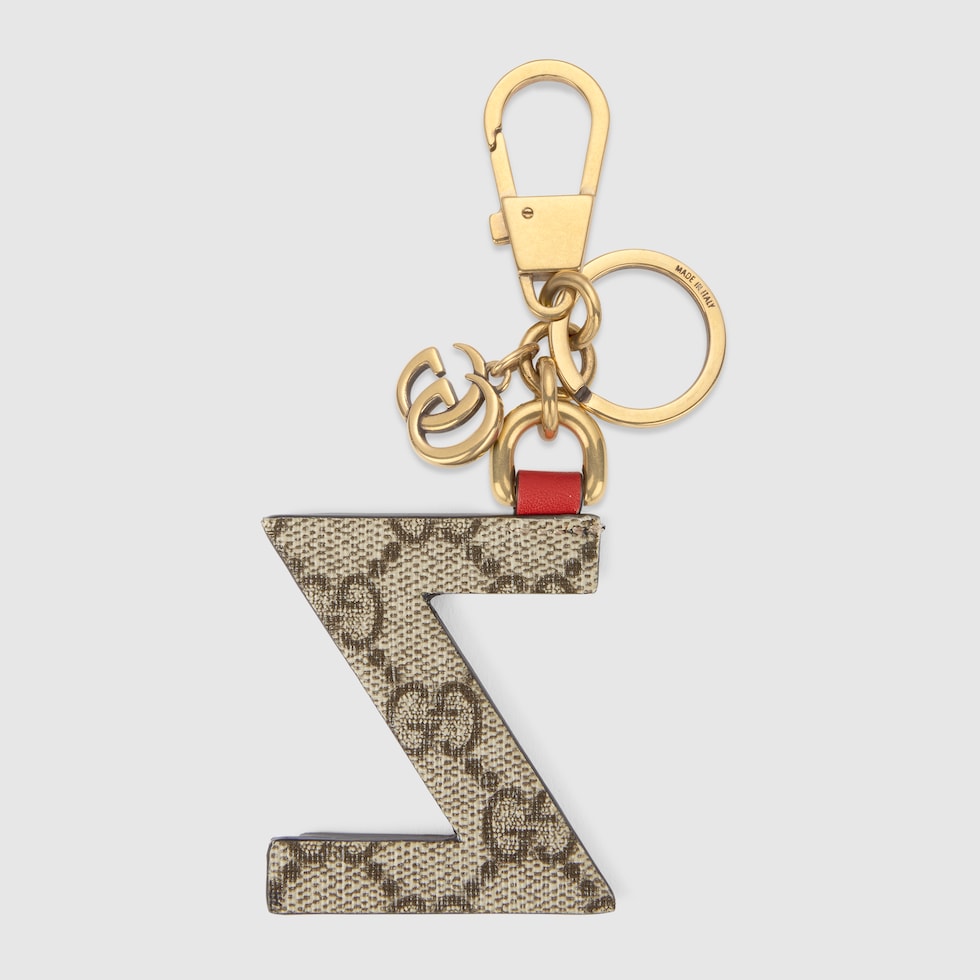 Letter Z keychain in black and red leather | GUCCI® Australia