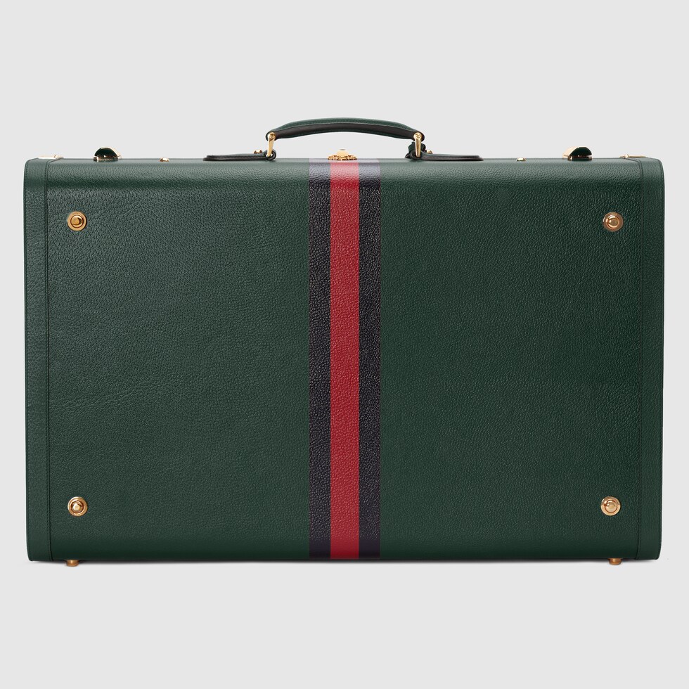 Gucci Savoy maxi suitcase in green leather | GUCCI® AE