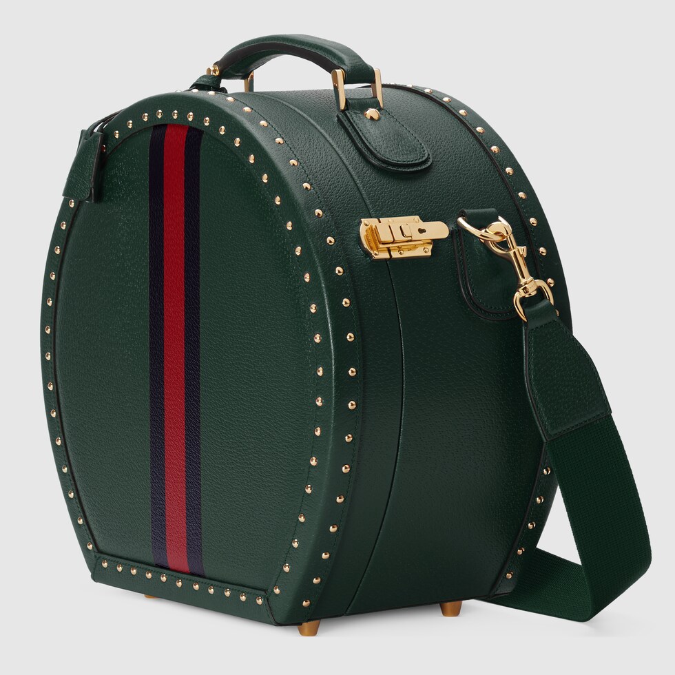 Gucci Savoy small hat box in green leather | GUCCI® GR