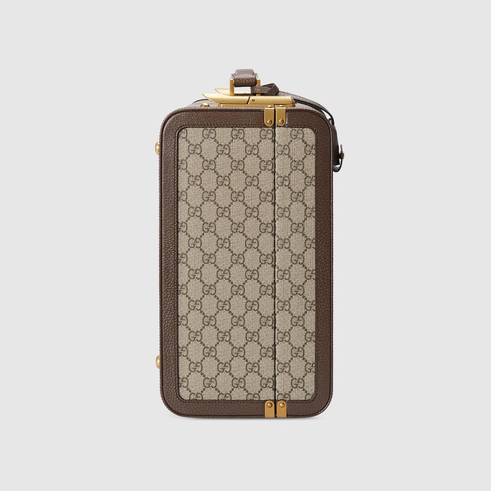 Gucci Savoy medium rigid suitcase in beige and ebony Supreme | GUCCI® UK