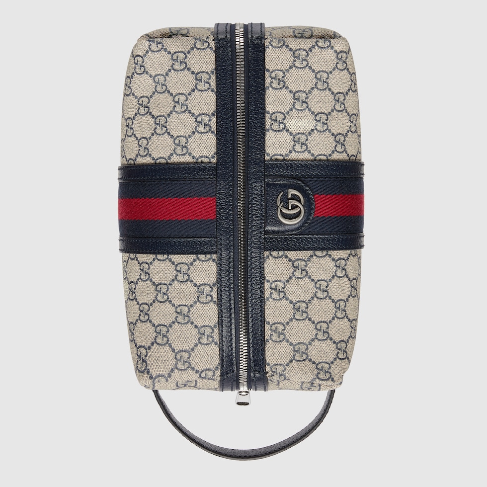 Gucci Savoy toiletry case in beige and blue Supreme | GUCCI® AE