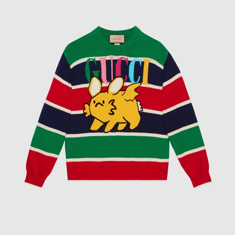 Striped cotton wool sweater in multicolor | GUCCI® 香港