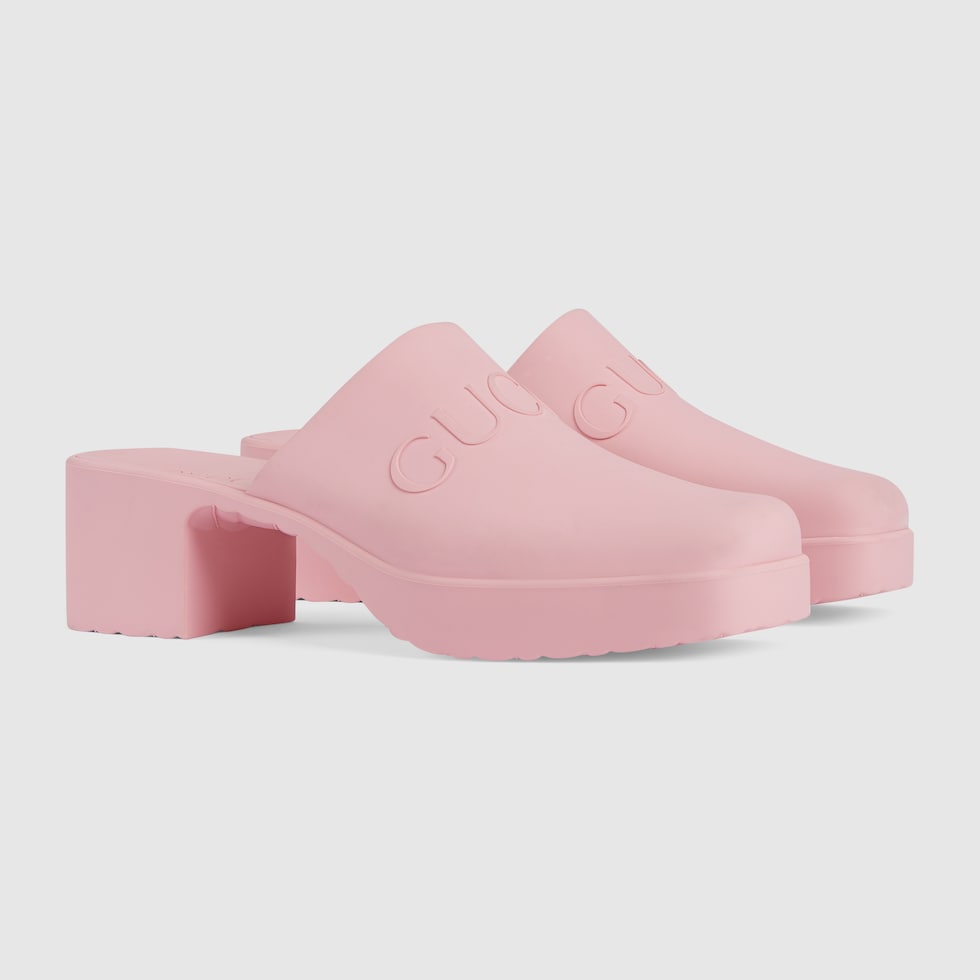 Women's slip-on sandal in pink rubber | GUCCI® UK