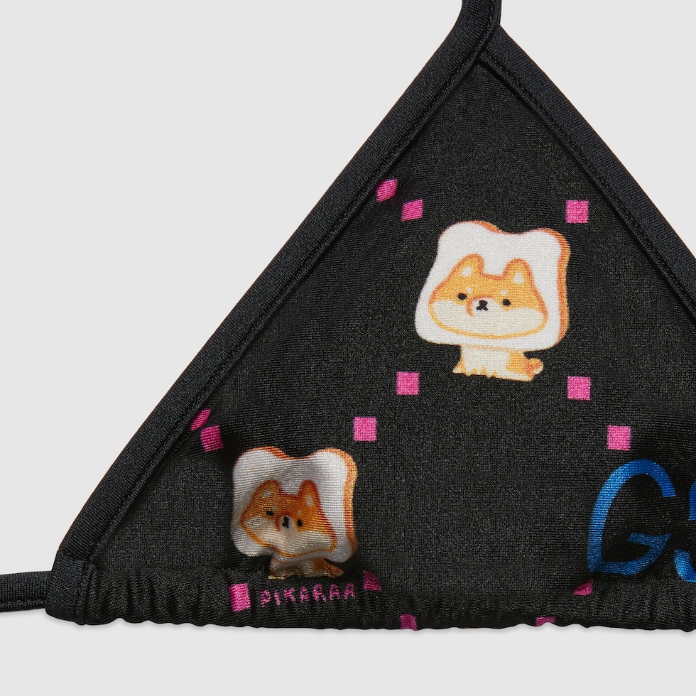 GG animal print sparkling jersey bikini in black and blue | GUCCI® NL