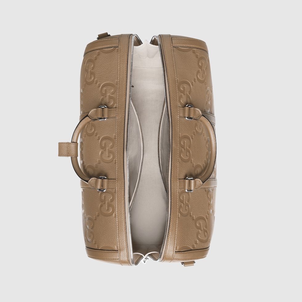 Jumbo GG small duffle bag in taupe leather | GUCCI® PL