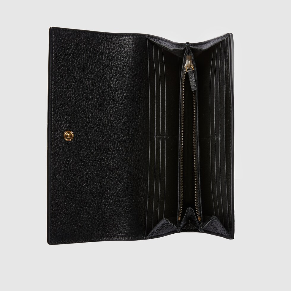Wallet with Interlocking G python bow in black leather | GUCCI® IE