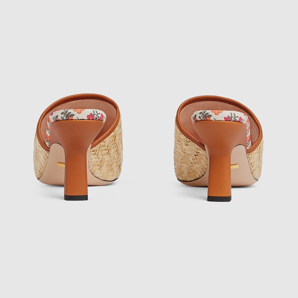 Mules à motif GG pour femme en raphia naturel | GUCCI® BE