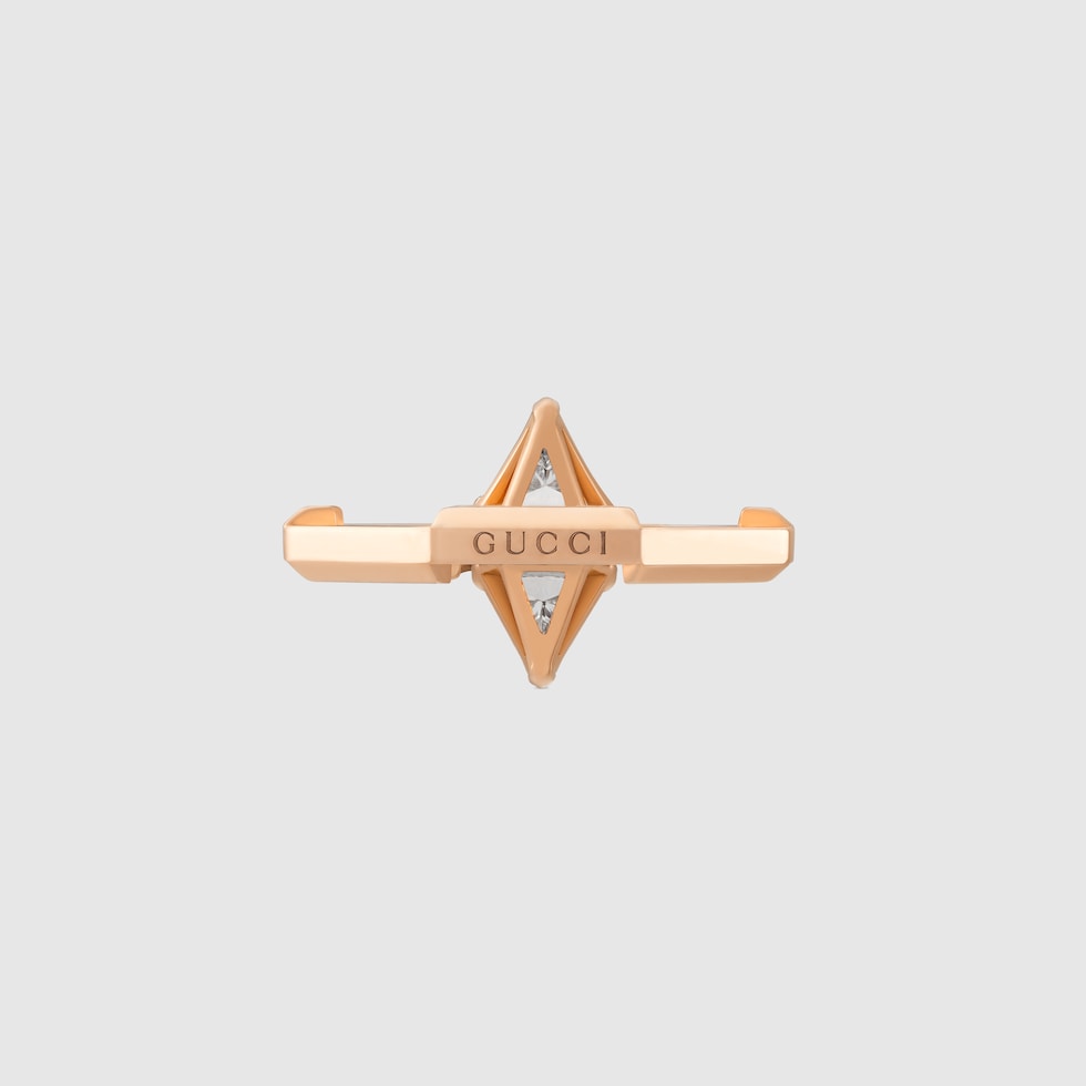 Gucci Link to Love baguette and trilliant diamond ring in 18k rose gold ...