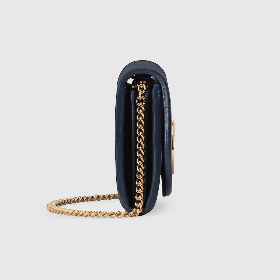 Gucci Blondie medium chain wallet in dark blue leather Gucci Blondie medium chain wallet in dark blue leather